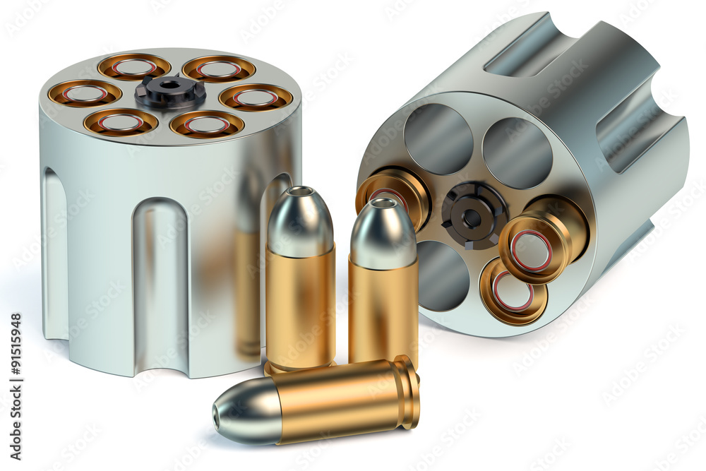 Revolver Cylinder with bullets Stock Illustration | Adobe Stock
