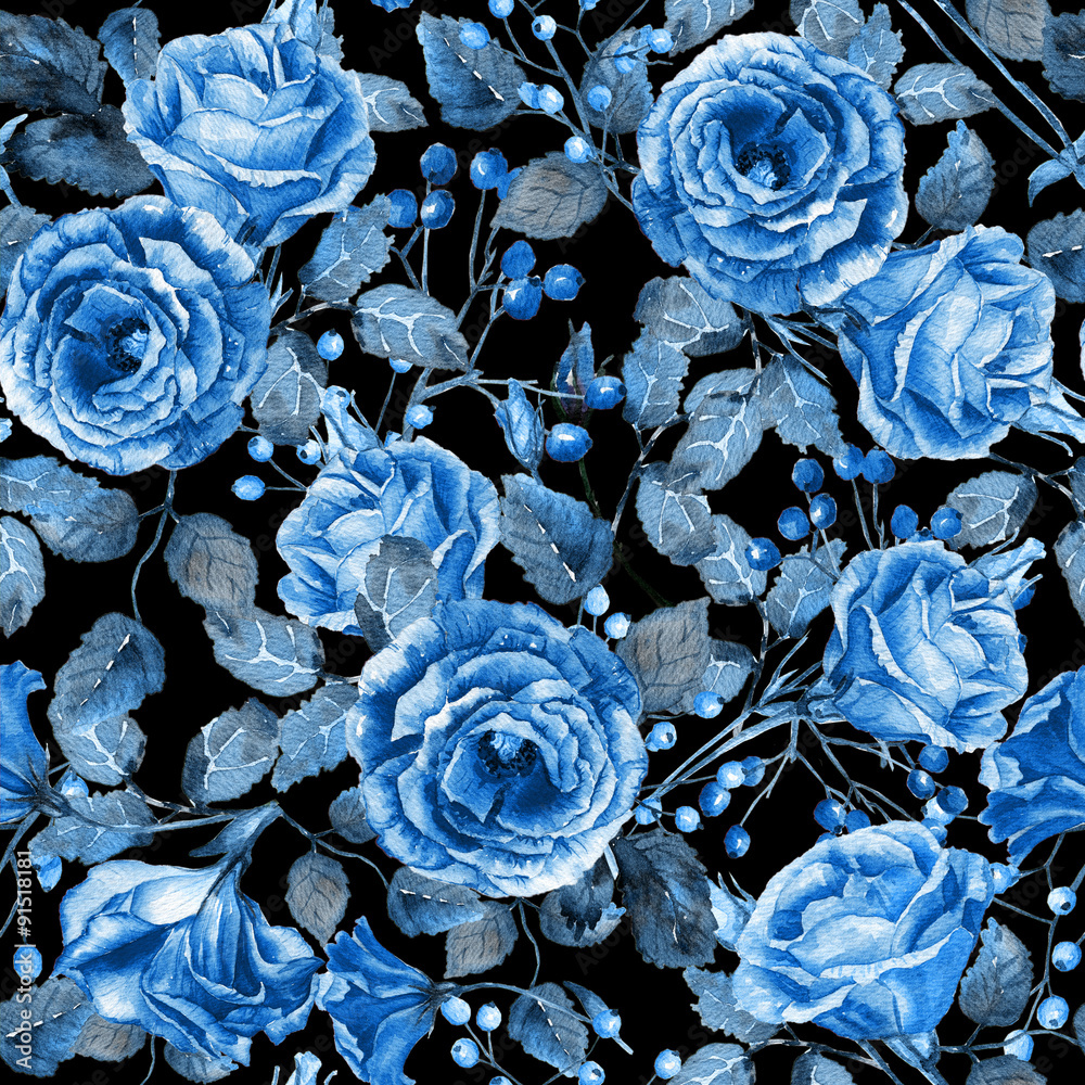 Blue Rose Pattern Background