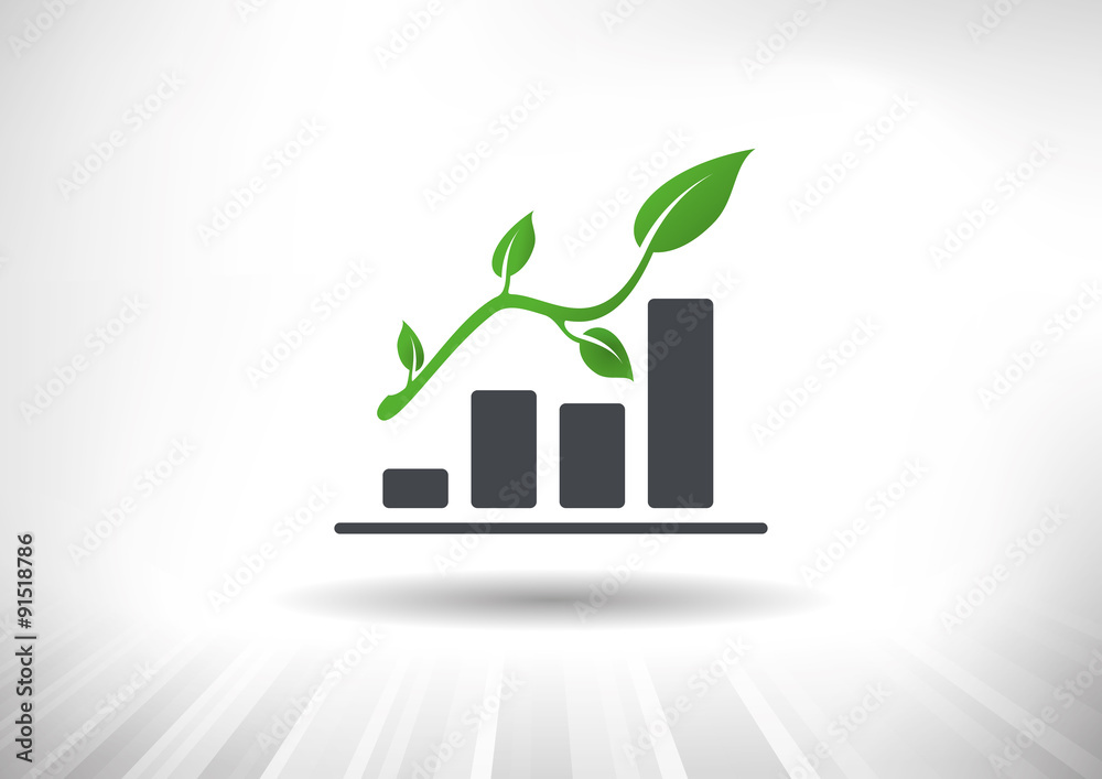 Sustainable Green Growth Icon. Concept showing rising bar chart with ...