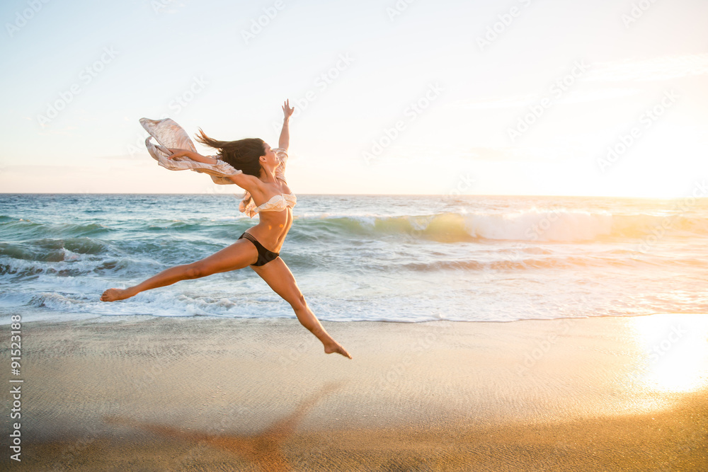 Dancer Leaping On Beach