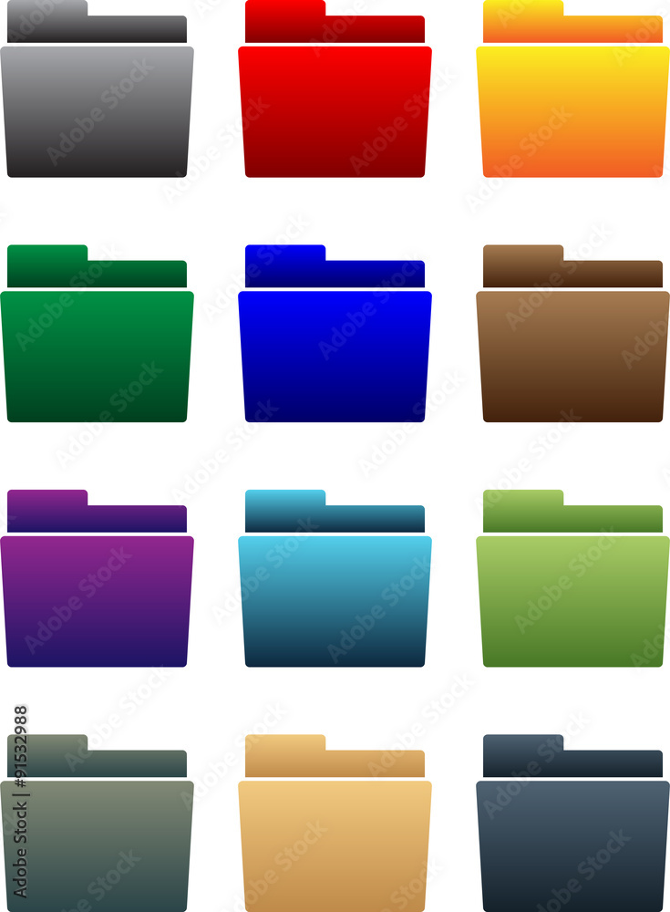 Colorful folder icon vector pack Stock Vector | Adobe Stock