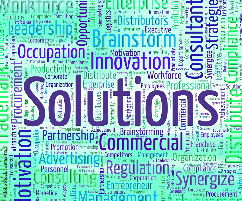 Solutions Word Represents Solved Words And Text Stock Illustration ...