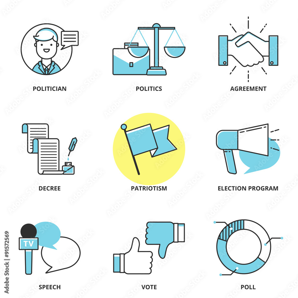 Politics vector icons set Stock-Vektorgrafik | Adobe Stock