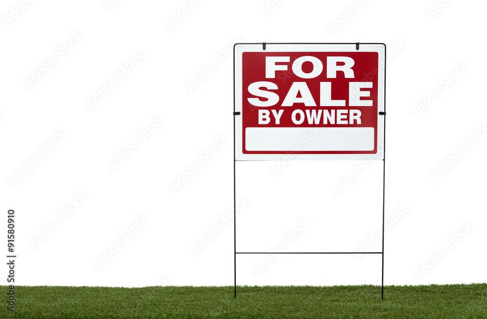 for sale sign on grass with white background Stock Photo | Adobe Stock