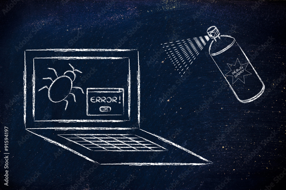 funny spray against computer bugs Stock Illustration | Adobe Stock