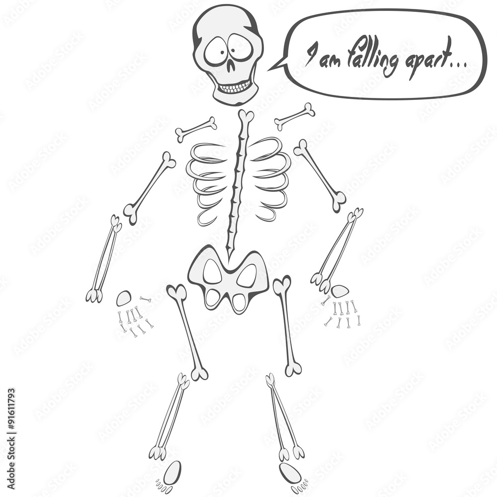 Cartoon Skeleton Falling