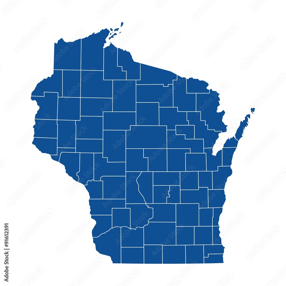 Map of Wisconsin Stock Vector | Adobe Stock