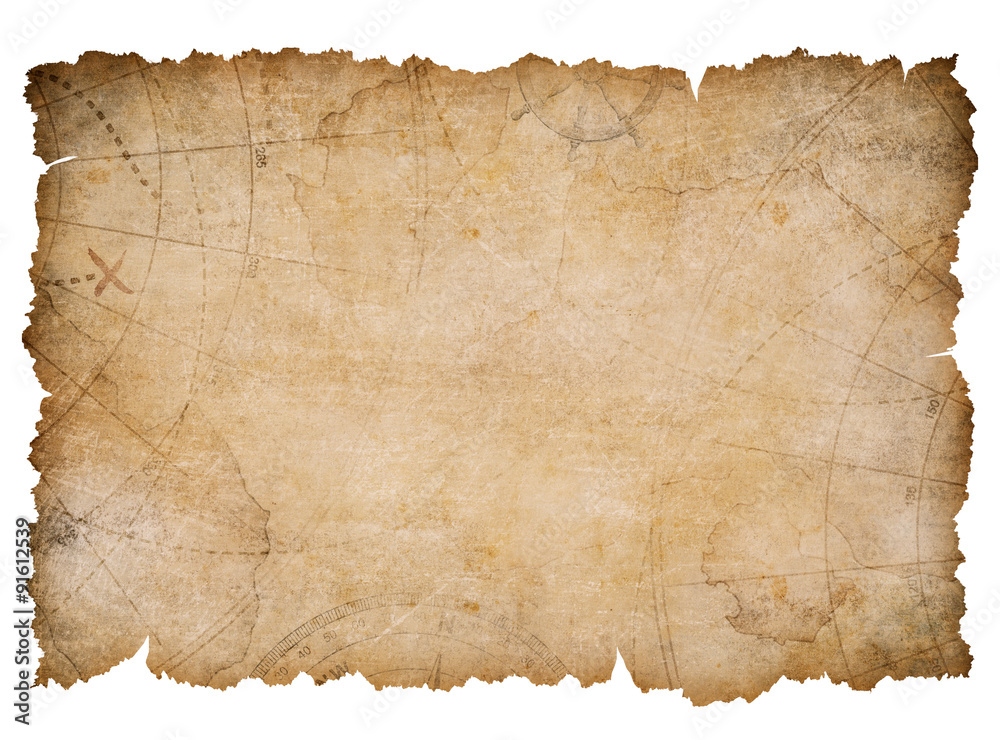 old nautical treasure map with torn edges isolated Stock Illustration ...