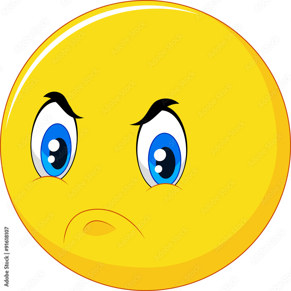 Cartoon emoticon with angry face isolated on white background Stock ...