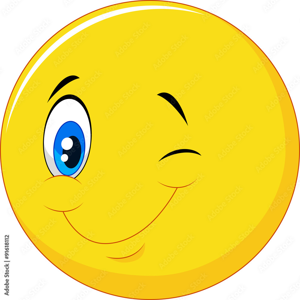 Happy emoticon cartoon with eye blinking on isolated background Stock ...