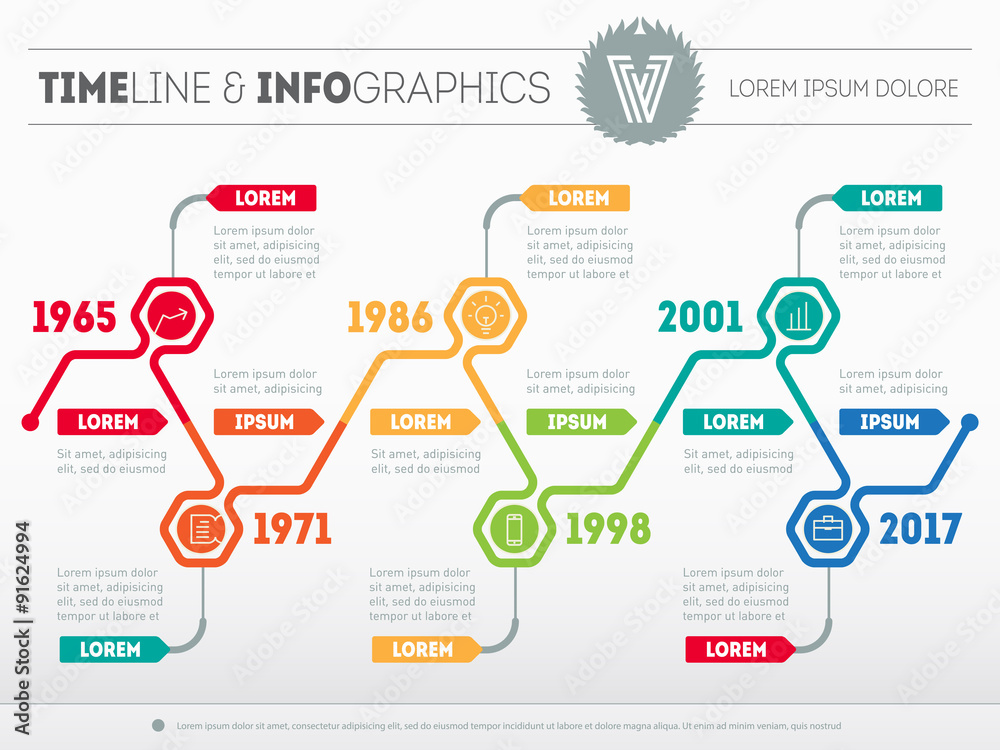 Horizontal Infographic timelines. Vector web template for presen Stock ...