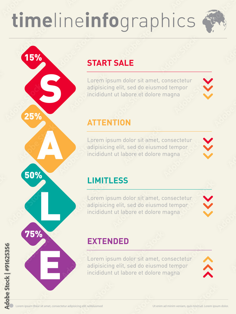 Sale infographic time line. Timeline of tendencies and sales tre Stock ...