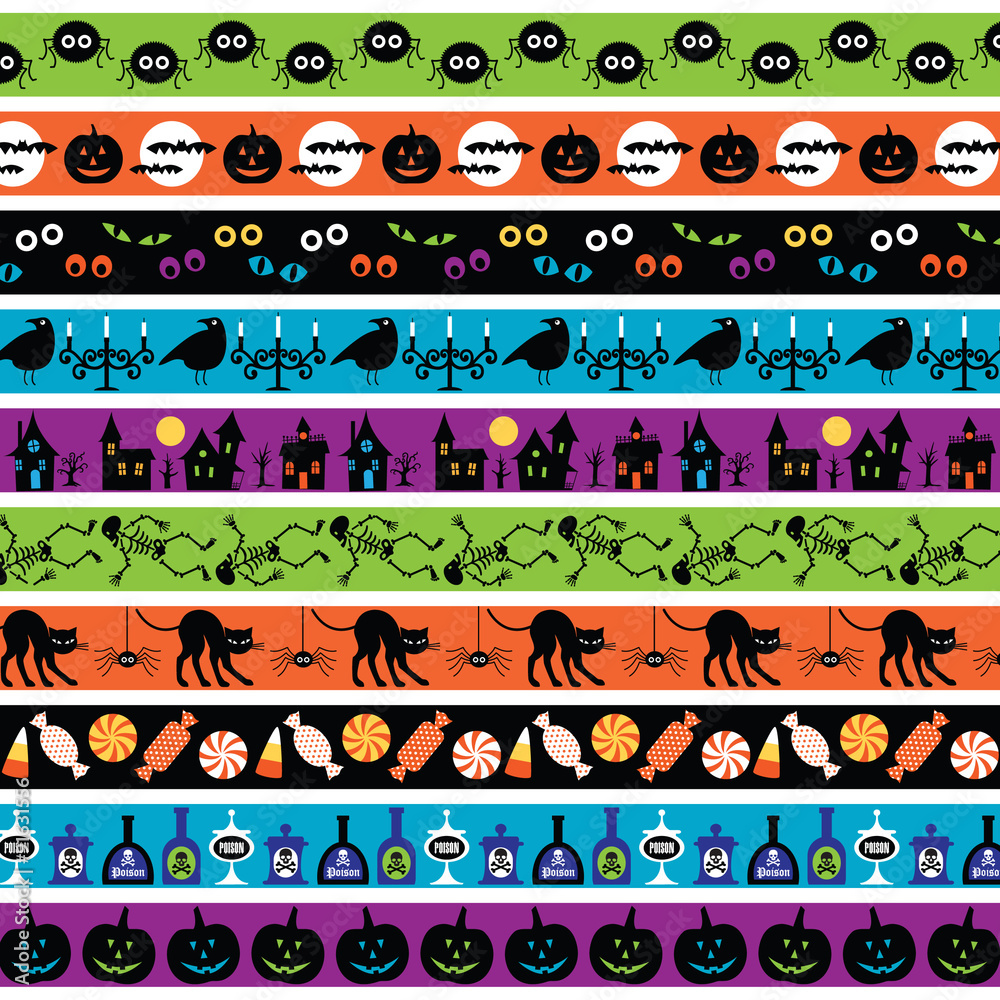 bright halloween border patterns Stock Illustration | Adobe Stock