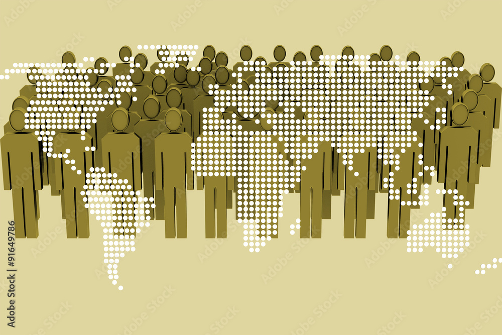 digital map of the world with human figures Stock Illustration | Adobe ...