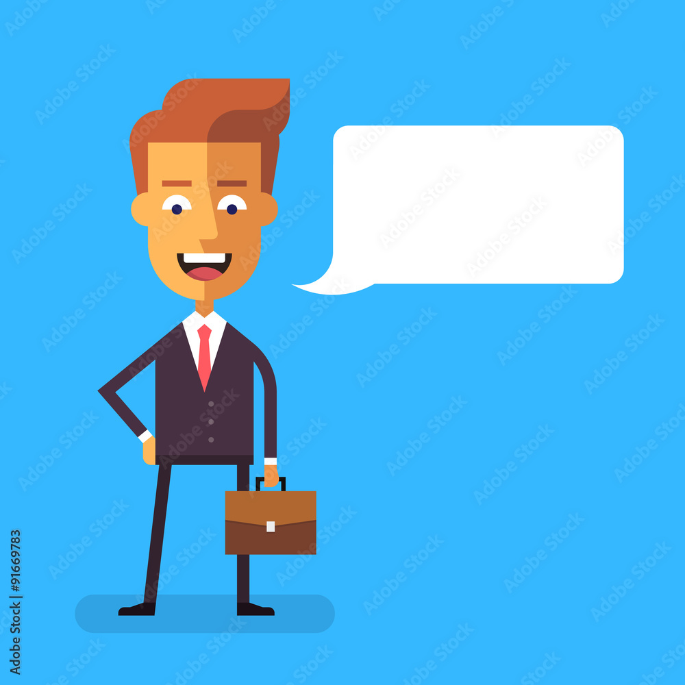 Handsome businessman in formal suit with a briefcase. Cartoon character ...