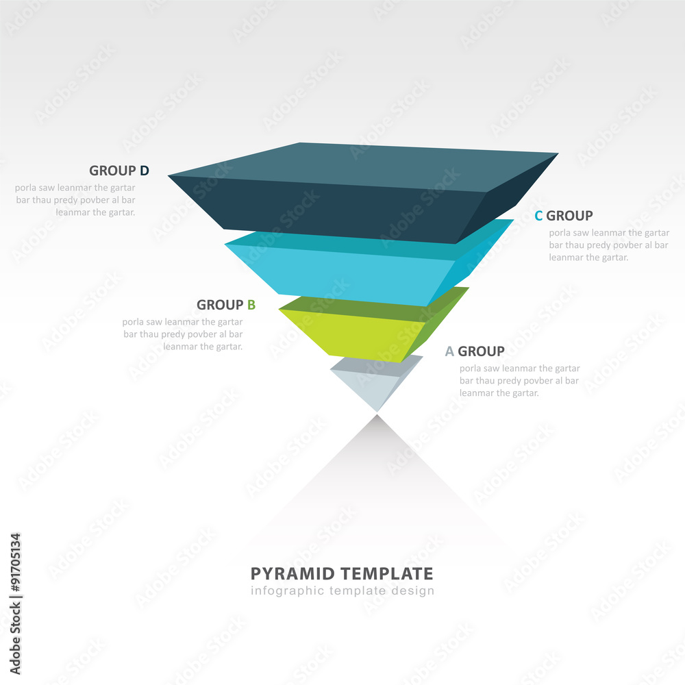 pyramid upside down infographic template 4 color Stock Vector | Adobe Stock