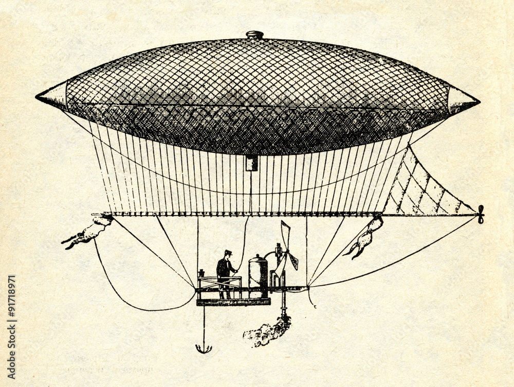 Giffard Airship (1852) Stock Illustration | Adobe Stock