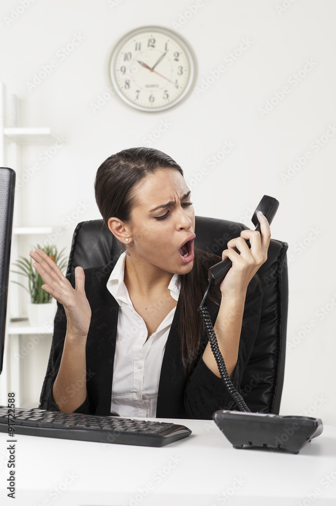 Mad receptionist Stock-Foto | Adobe Stock