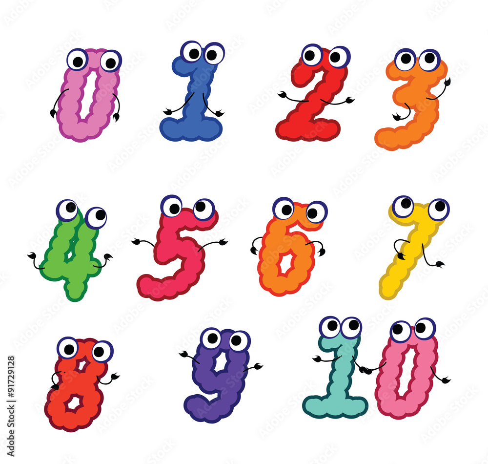 Vector Numbers - cartoon character set of colorful numeri - cute figure ...