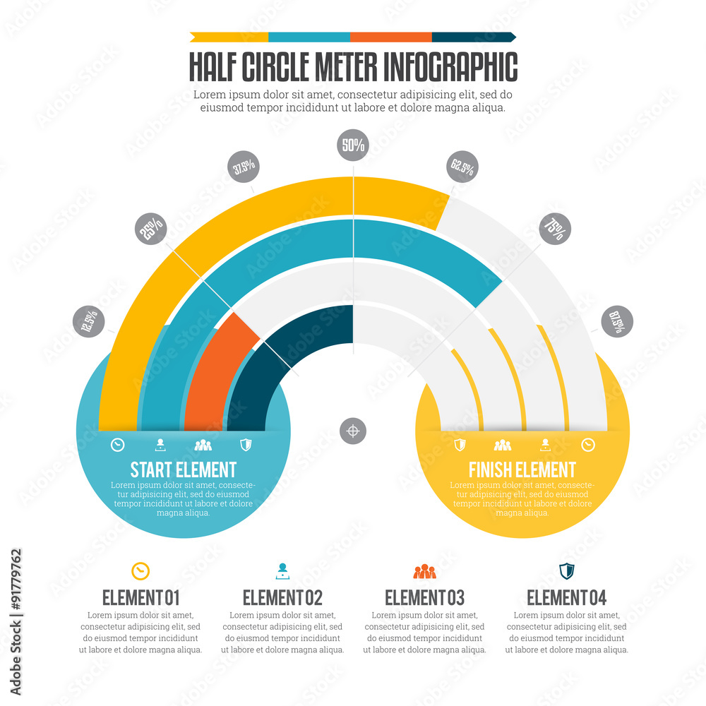 Half Circle Meter Infographic Stock Vector | Adobe Stock