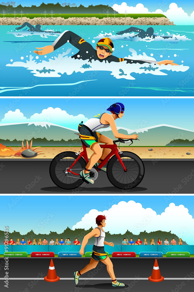 Triathlon Sport Stock Vector | Adobe Stock