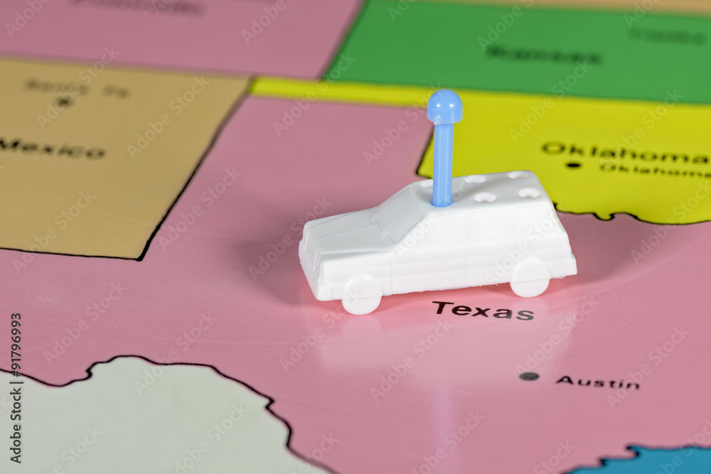 Toy car on a map of texas Stock Photo | Adobe Stock