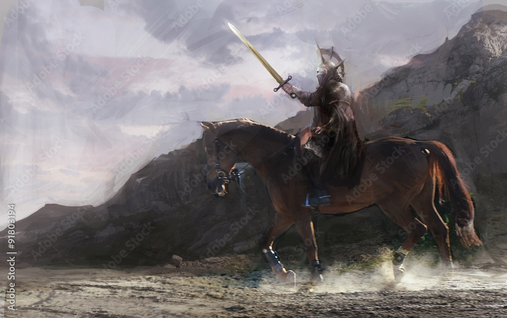 knight on horse going in battle Stock Illustration | Adobe Stock