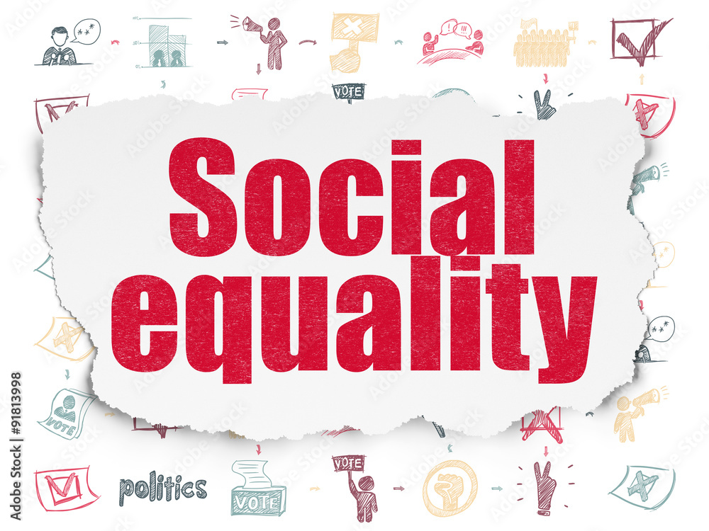 Politics concept: Social Equality on Torn Paper background Stock ...