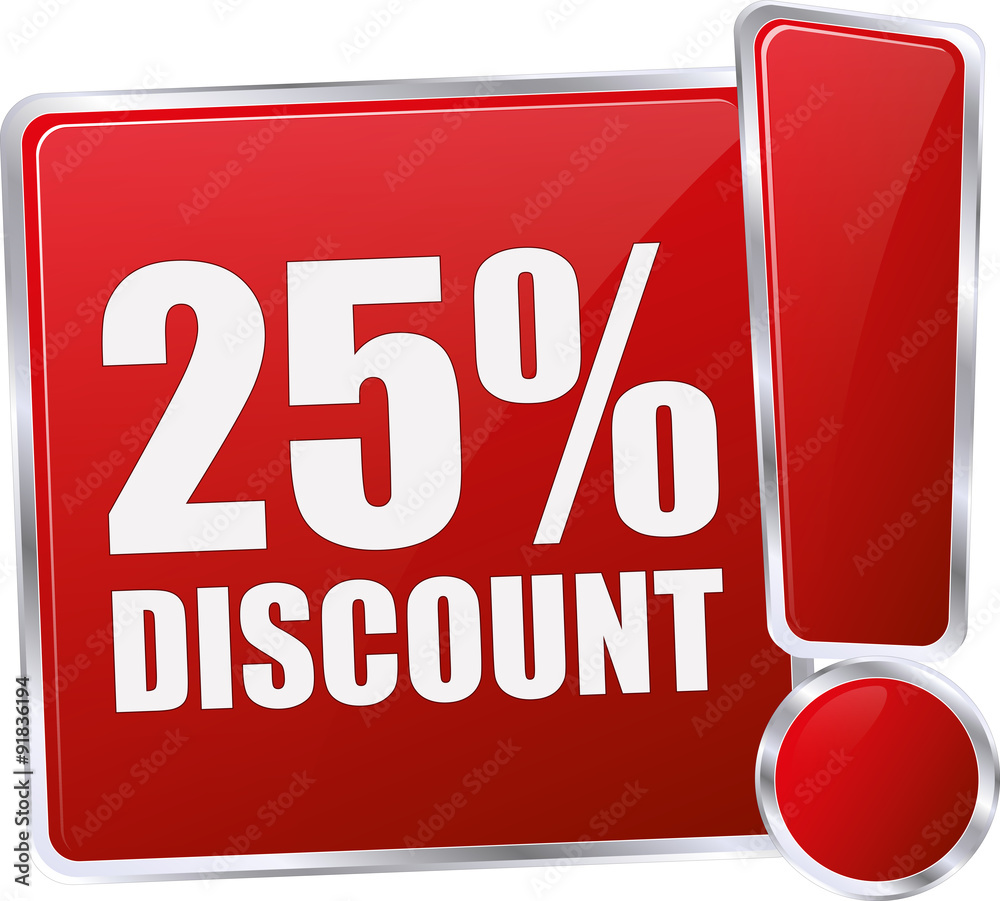 25% DISCOUNT / realistic modern glossy 3D vector eps banner (icon ...