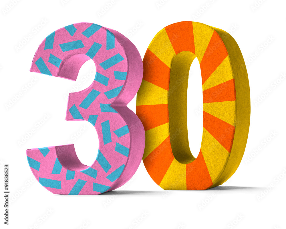 Illustrazione Stock Bunte Zahl aus Pappe - Nummer 30 | Adobe Stock Illustrazione Stock Bunte Zahl aus Pappe - Nummer 30 | Adobe Stock