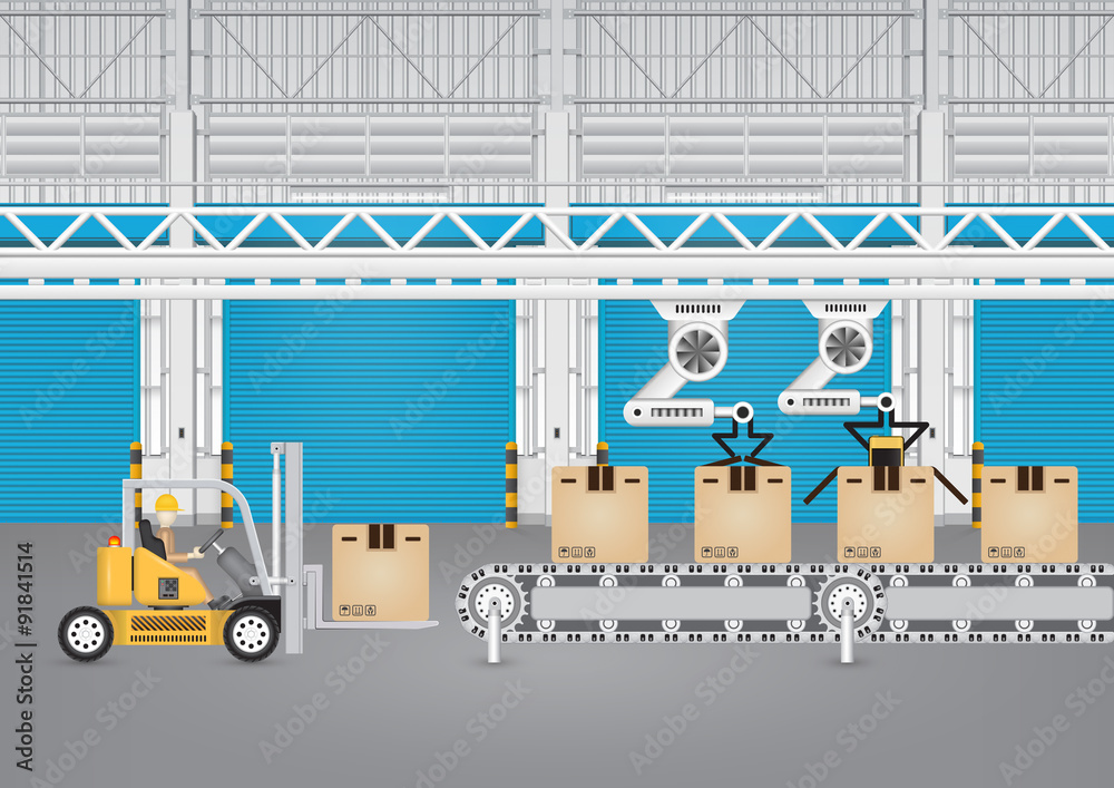 Manufacturing production process industry consist of box, mobile phone ...