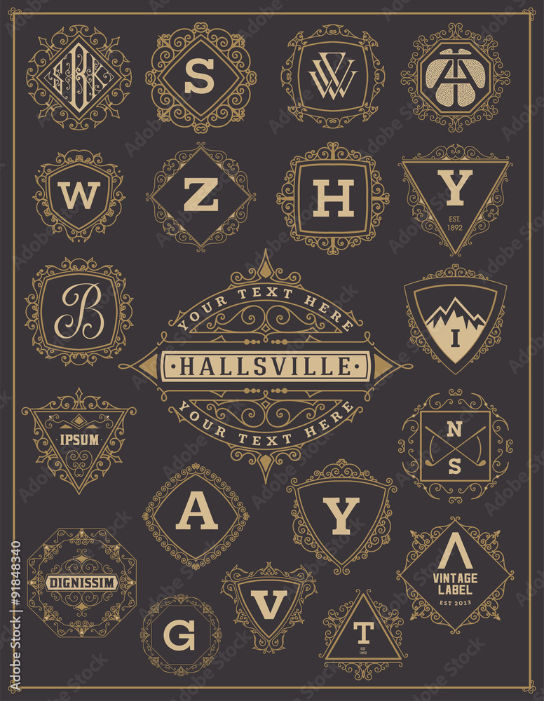 Vector. Set of monograms and logos. Stock Photo | Adobe Stock