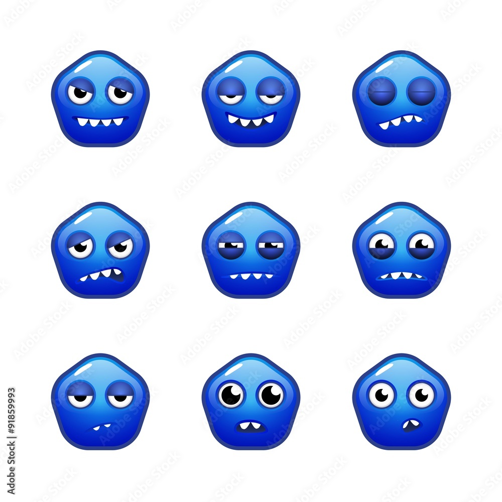 Blue Monster's Emotions Sprite Sheets Stock Vector | Adobe Stock