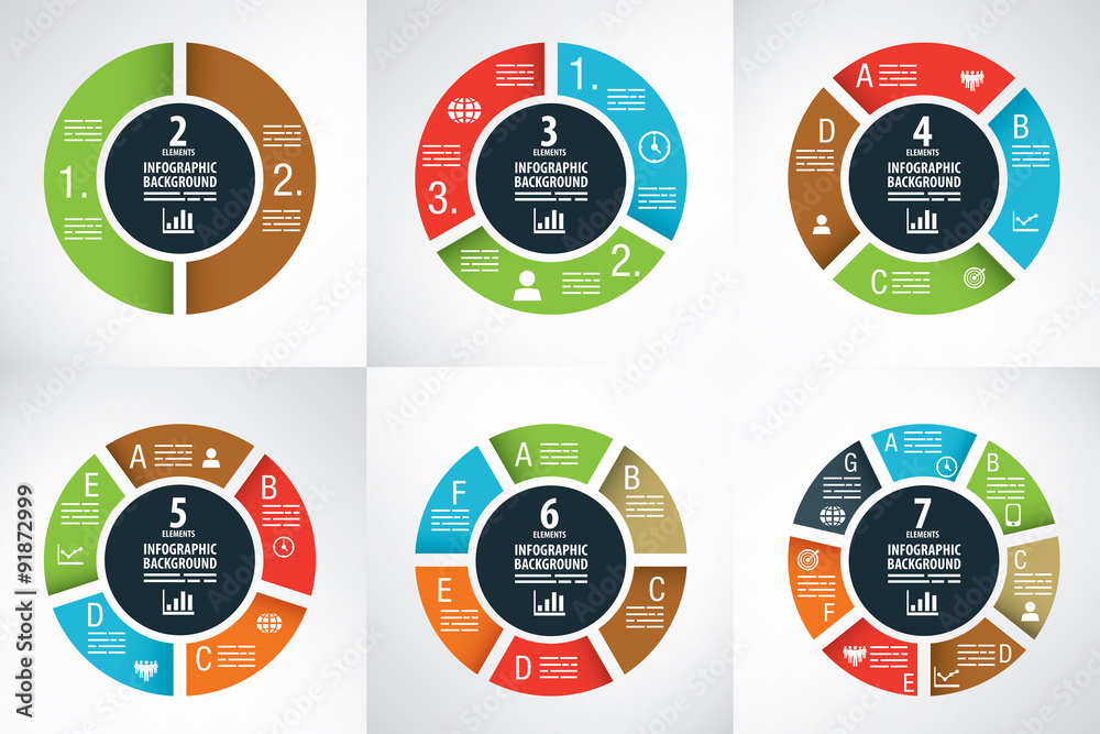 Six wheel charts Stock Vector | Adobe Stock