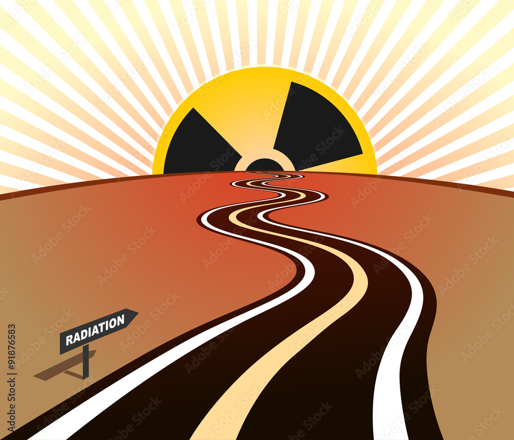 Radiation infection road horizon sunrise Stock Vector | Adobe Stock