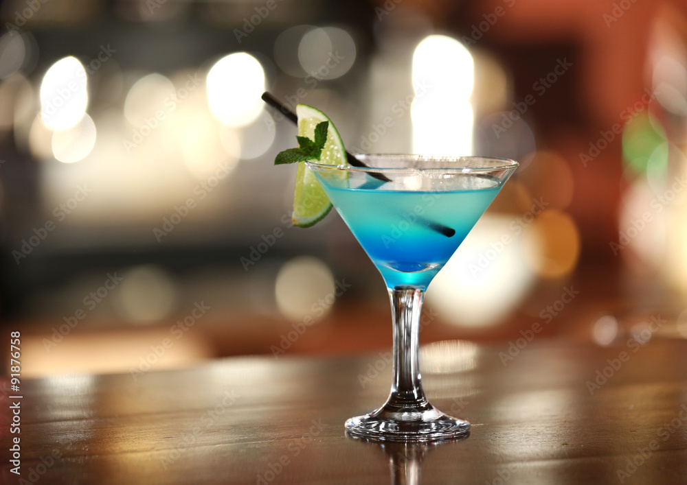 Cocktail on bar counter on bar background Stock Photo | Adobe Stock
