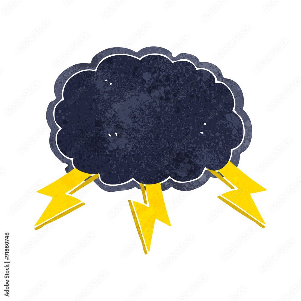 cartoon cloud and lightning bolt symbol Stock Vector | Adobe Stock