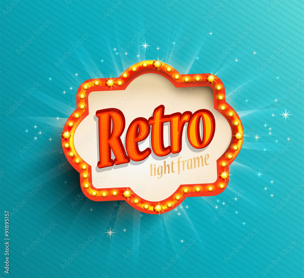 Shining retro light frame, vector illustration Stock Vector | Adobe Stock