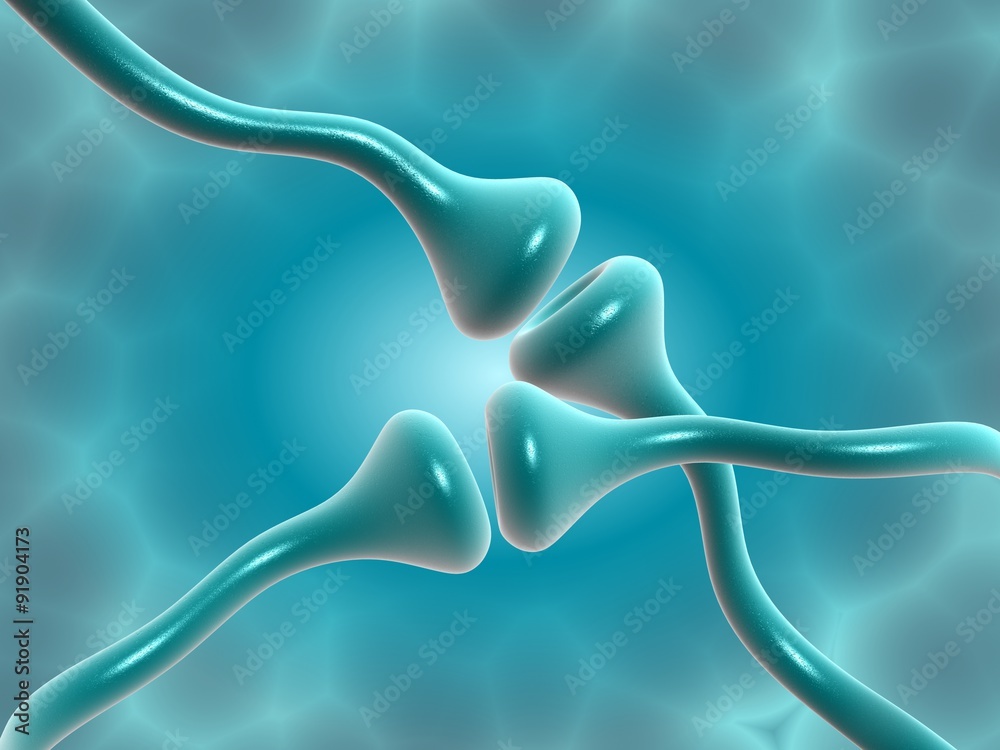 Synapse and Neuron cells sending electrical chemical signals. 3d rendering Stock Illustration ...