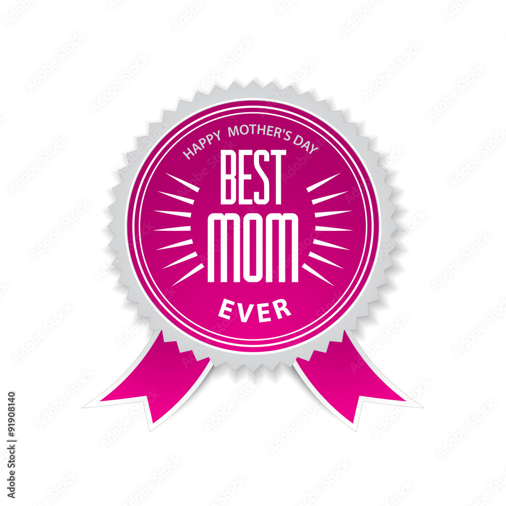 The best mom badge with pink ribbon for mothers day. Stock Vector ...