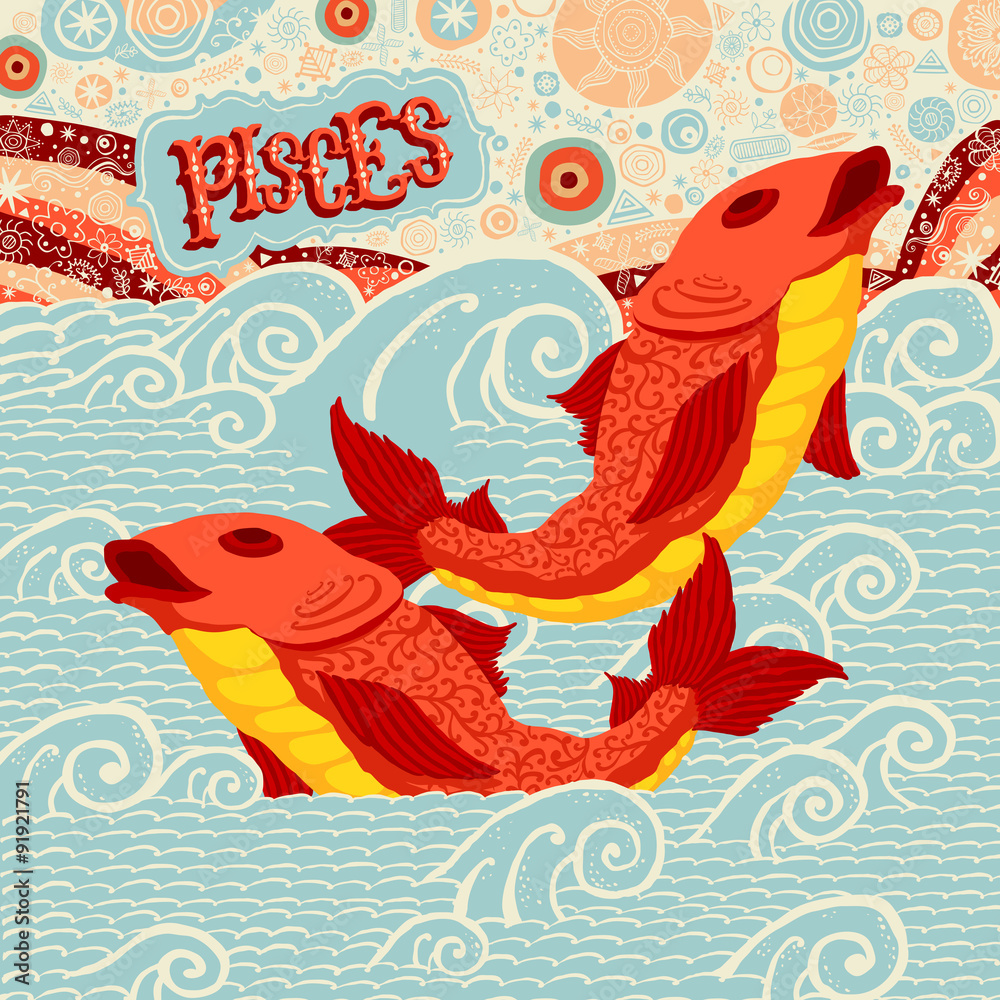Astrological zodiac sign Pisces. Part of a set of horoscope signs ...
