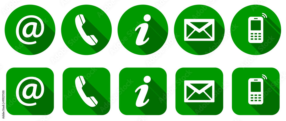 Contact Us - Set of green flat icons, two variants Stock Vector | Adobe ...