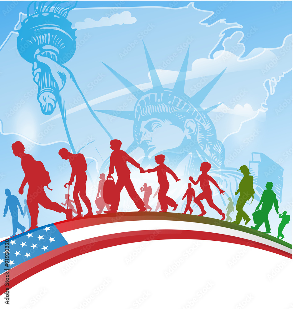 american people immigration background Stock-Vektorgrafik | Adobe Stock