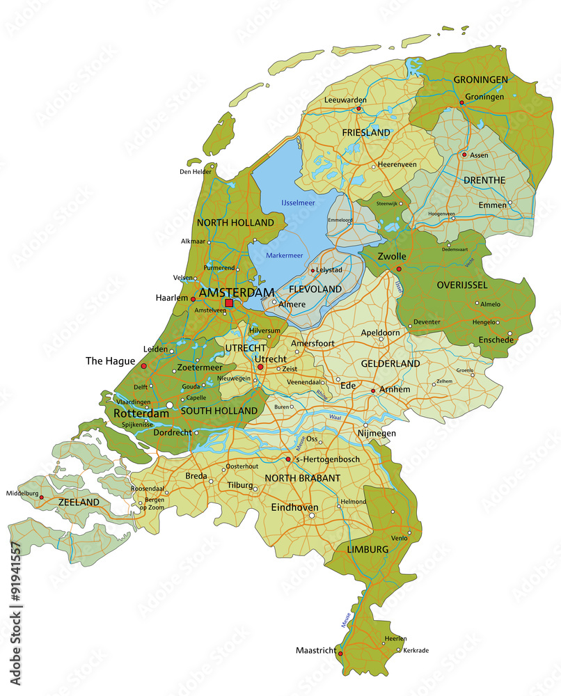 Highly detailed editable political map with separated layers ...