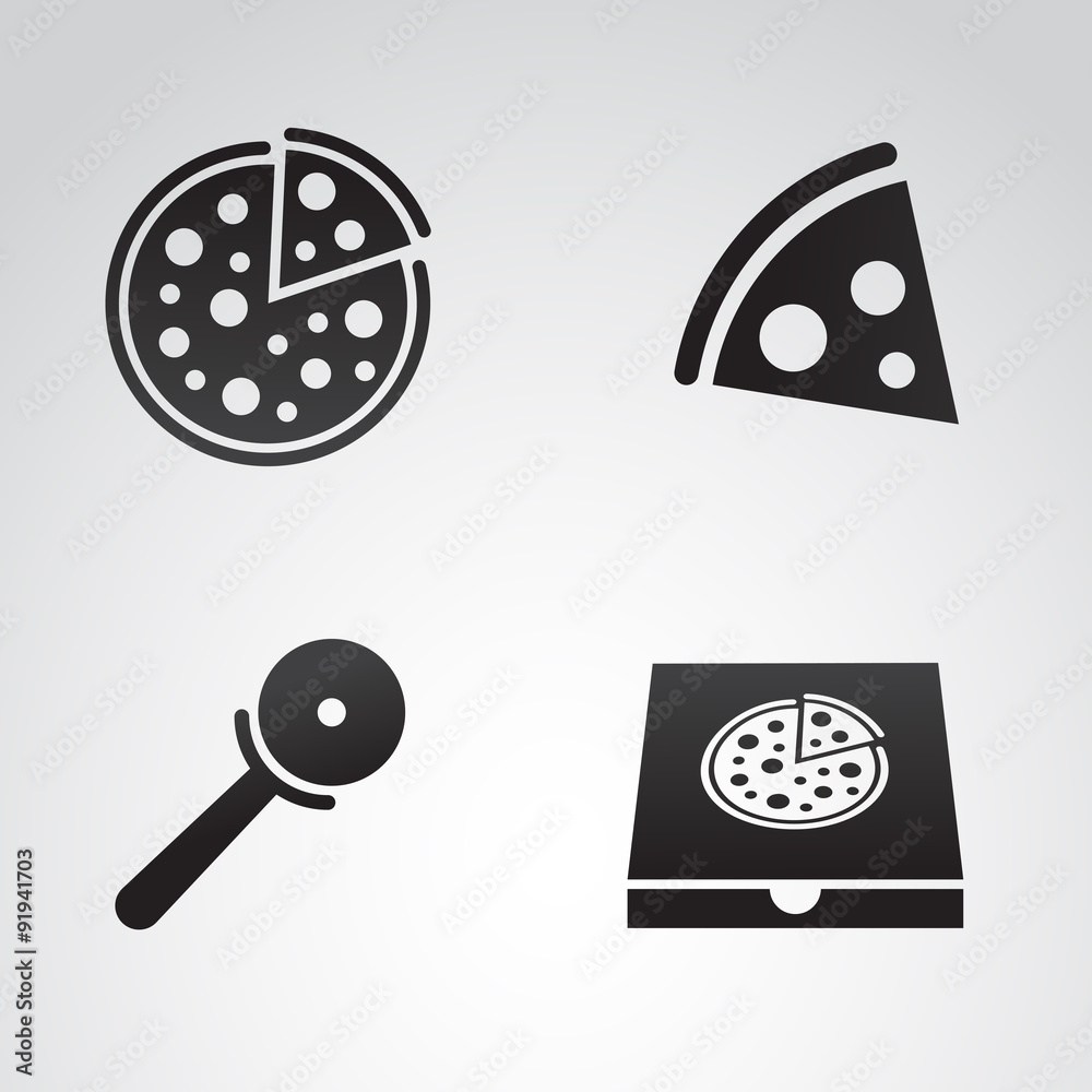 Pizza icon set. Vector art. Stock Vector | Adobe Stock