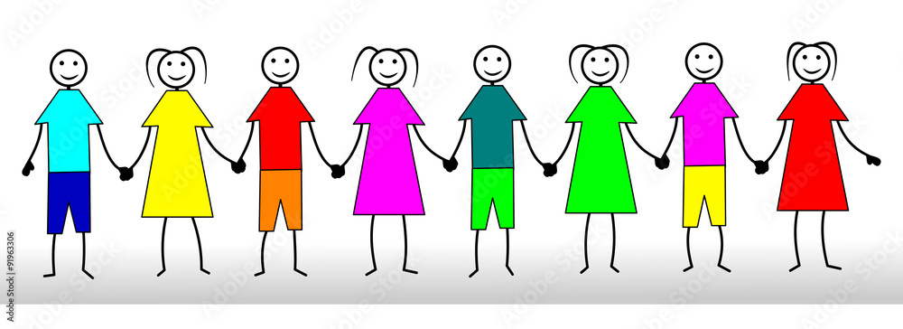 el ele tutuşan çocuklar Stock Vector | Adobe Stock