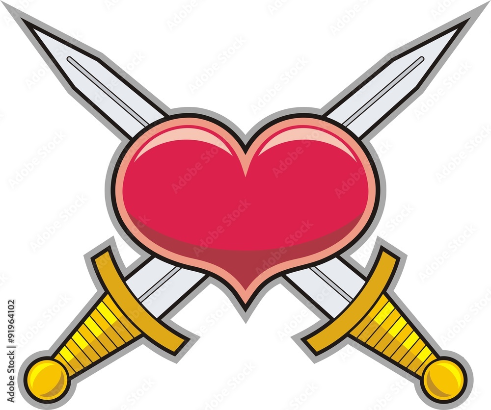 Heart and sword vector tattoo Stock Vector | Adobe Stock