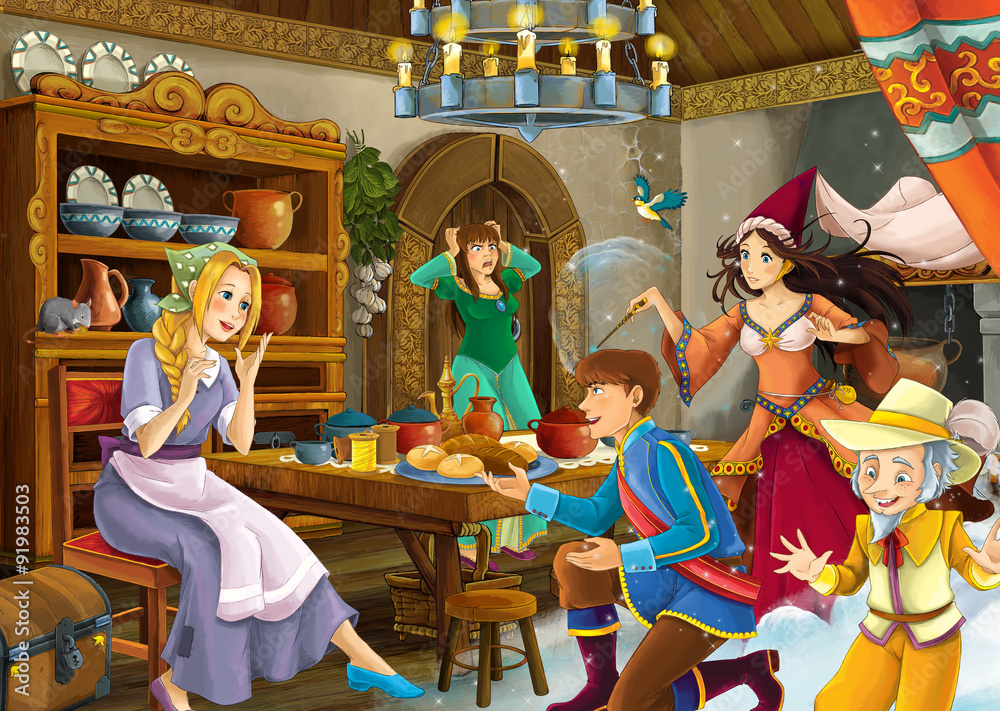 Cartoon fairy tale scene - coloring page - illustration for the ...