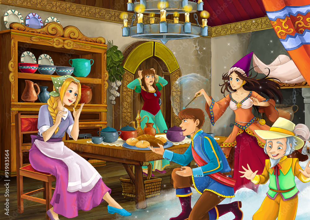 Cartoon fairy tale scene - coloring page - illustration for the ...