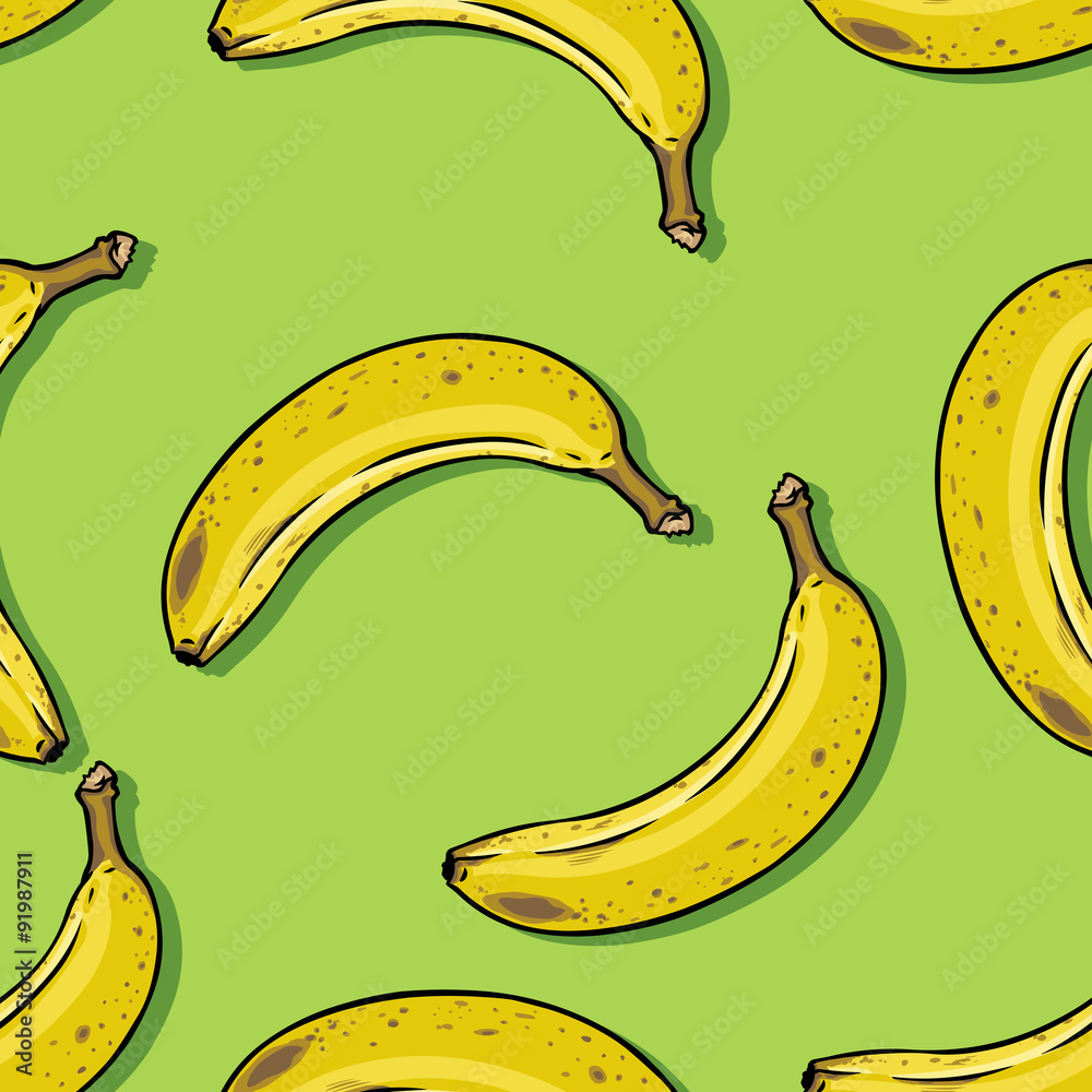 Vector Cartoon Banana Background Stock Vector | Adobe Stock